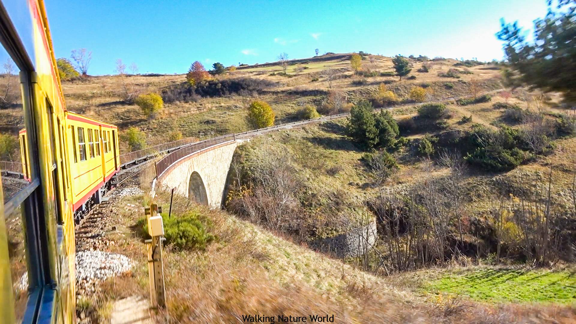 Scenic Autumn Day Hike Following the Little Yellow Train Railway and ...